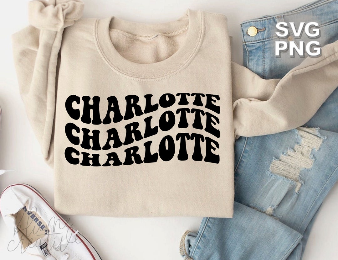 Charlotte SVG + PNG | Wavy Retro Vintage Letters Travel States Tourist ...