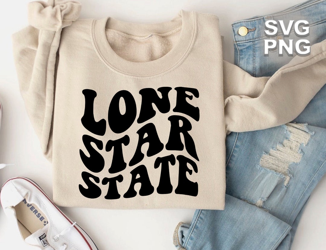 Lone Star State SVG PNG Wavy Retro Vintage Letters Travel - Etsy