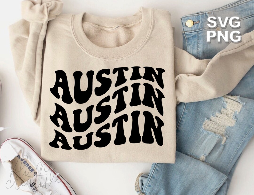 Austin Retro Wavy Text SVG PNG: Travel Cut Files (digital Download) - Etsy