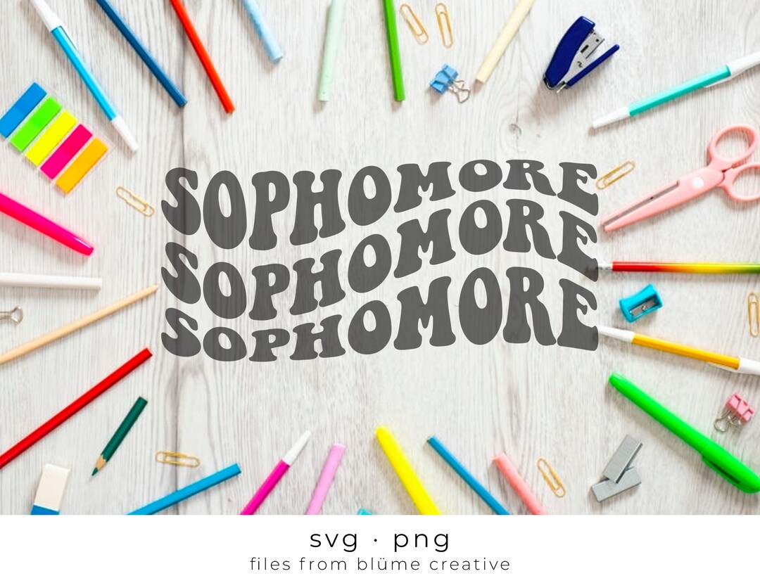 Sophomore Stacked SVG Wavy Letters Vintage Retro Boho - Etsy