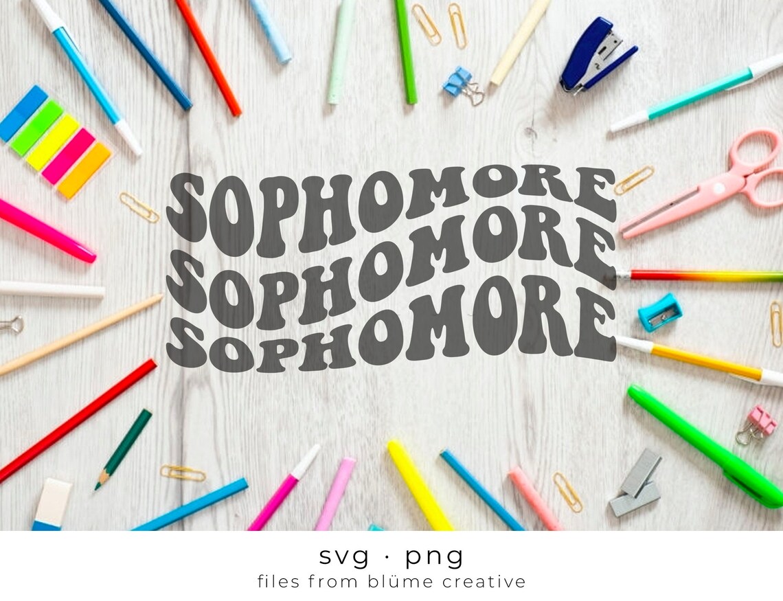 Sophomore Stacked SVG Wavy Letters Vintage Retro Boho - Etsy