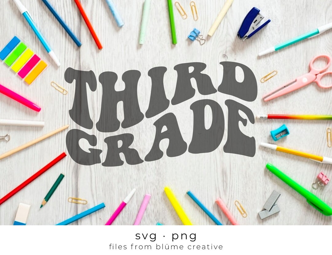 Third Grade Wavy Letters SVG: Retro Boho Cut File (SVG, PNG) - Etsy