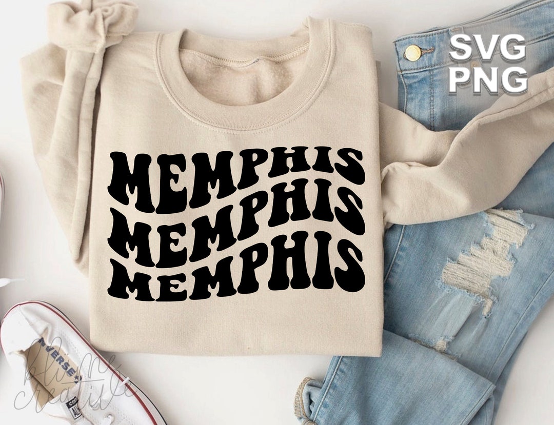Memphis SVG PNG Wavy Retro Vintage Letters Travel States Tourist Places ...