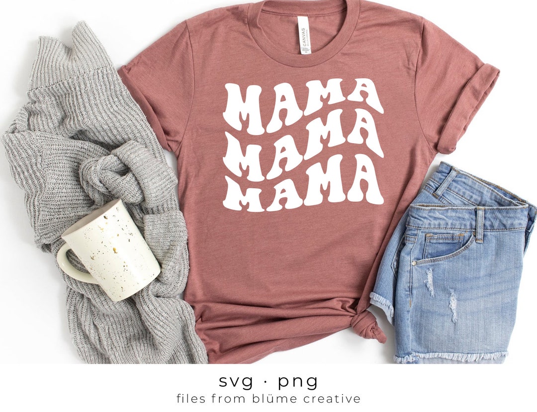 Mama SVG | Wavy Stacked Letters, Vintage, Retro, Mom Shirt, Mama ...