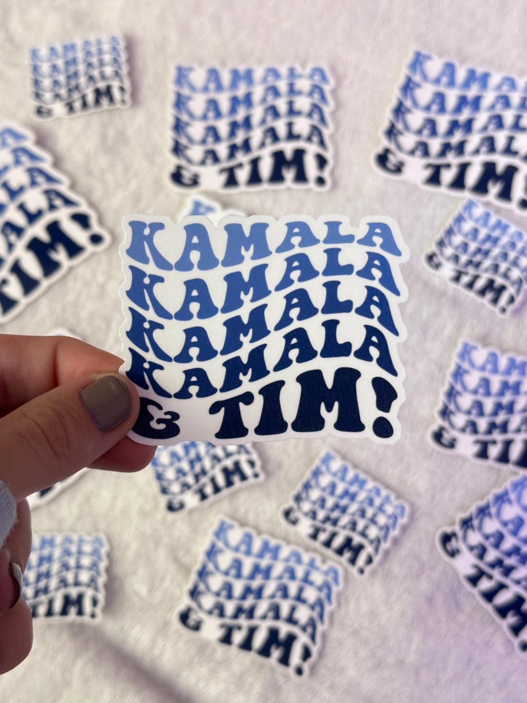 Kamala & Tim Wavy Bubble Letters Laminated Sticker - Etsy