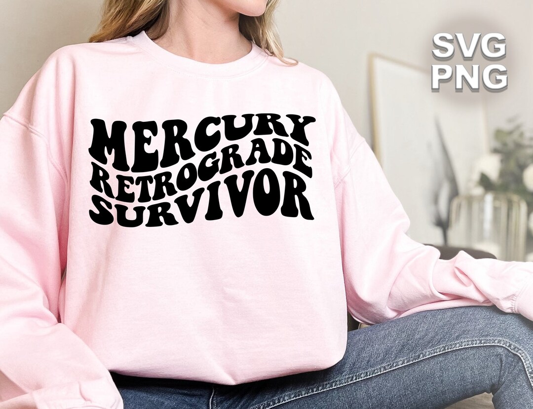 Mercury Retrograde Survivor SVG PNG Wavy Retro Vintage Planet Zodiac ...
