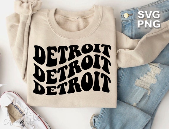 Detroit SVG PNG Wavy Retro Vintage Letters Travel States - Etsy