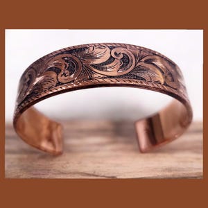 Western Cuff, Copper Cuff, Engraved, Western Jewelry, Unisex Cuff, Cowboy Copper, Rodeo Jewelry ...