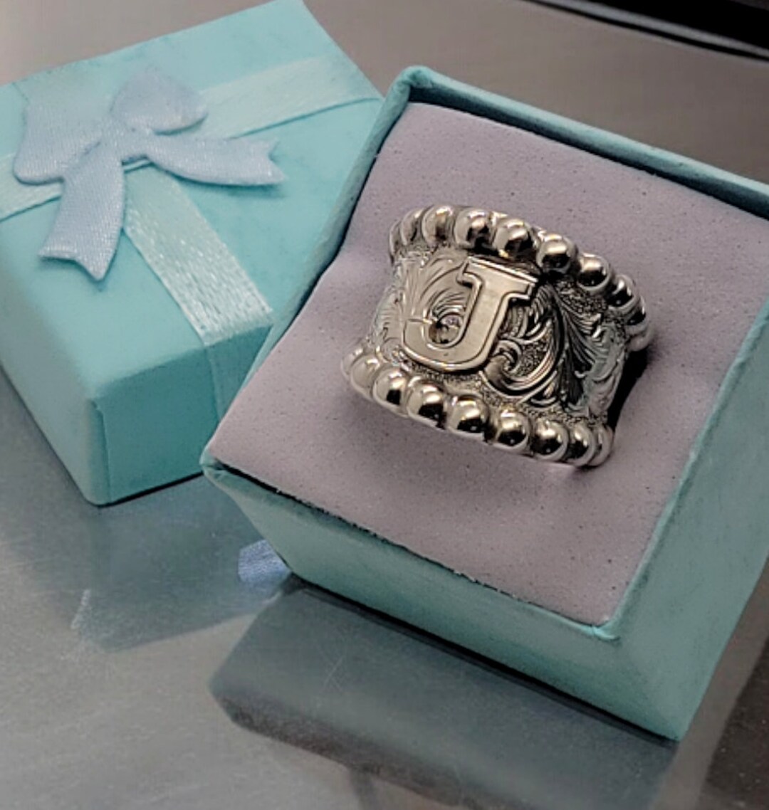 Custom Silver Brand Ring – Engraved Western Ranch Jewelry Personalized ...