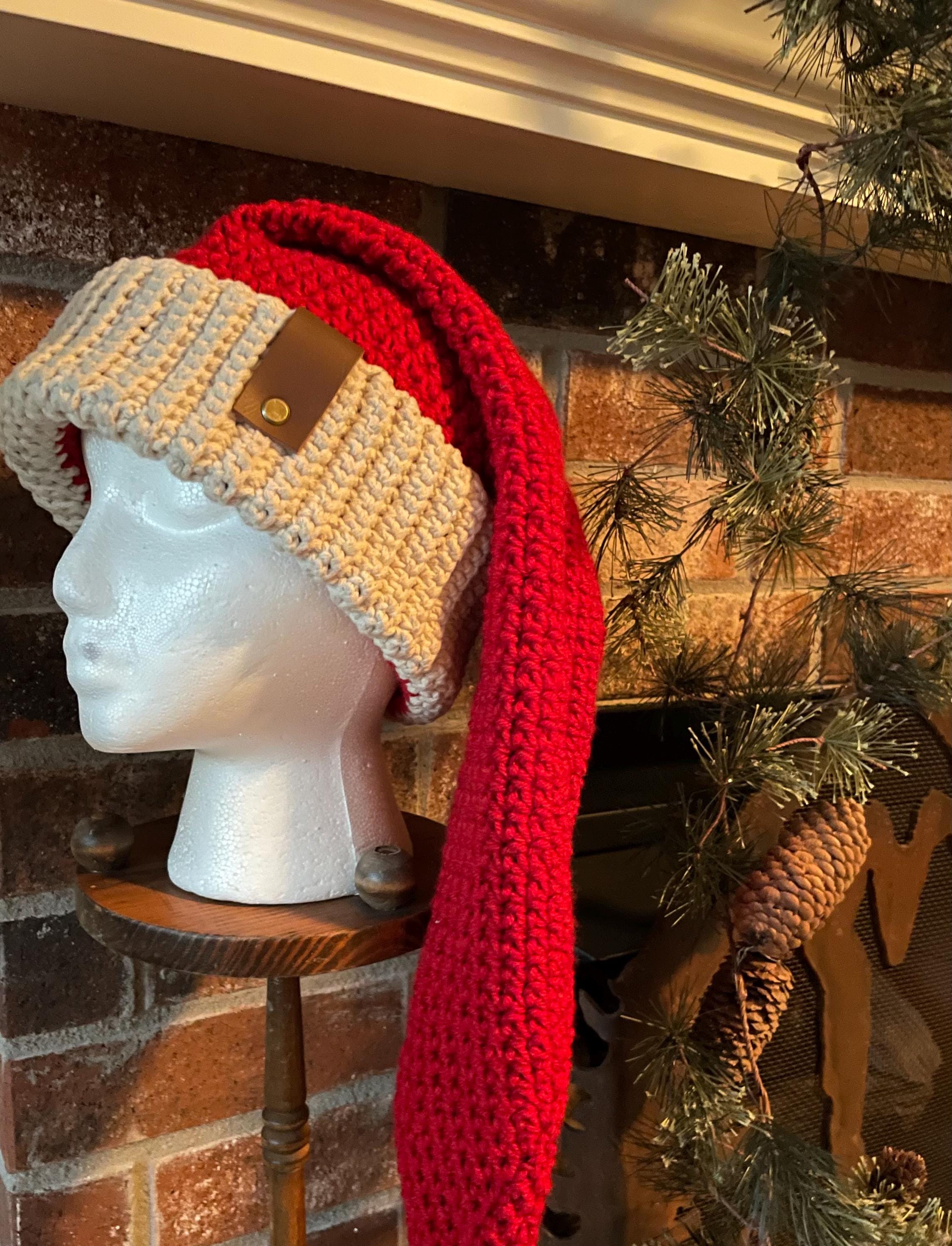 Farmhouse Style Santa Hat With Pompom Soft Crochet Whimsy Christmas ...
