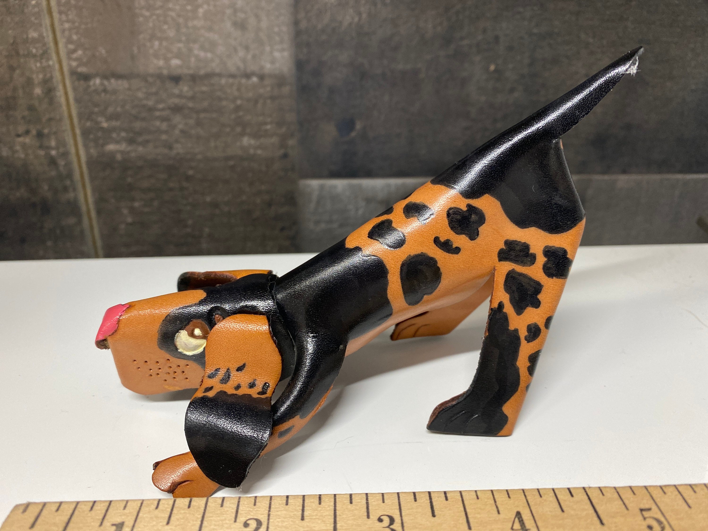 Vintage Leather Hound Dog Figure 70s Handmade Folk Artist - Etsy