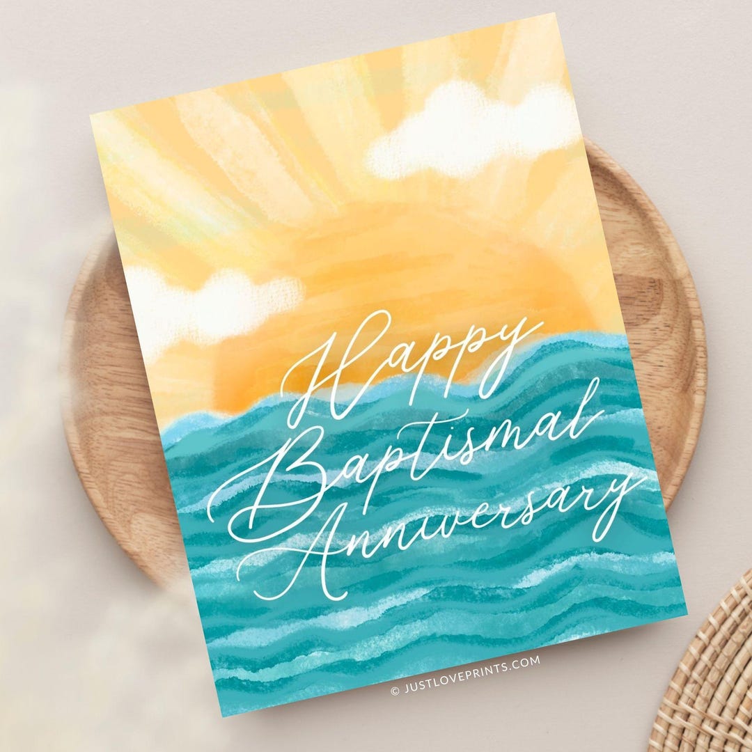 Baptismal Anniversary Greeting Card, Catholic Baptism Card, Christian ...