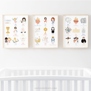 Catholic ABC Art Set of 3 8x10 Prints Catholic Alphabet Catholic ...