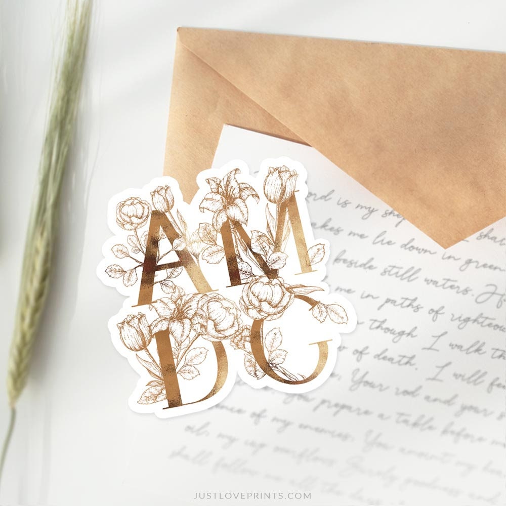 AMDG Floral Catholic Vinyl Sticker Car Sticker Ad - Etsy