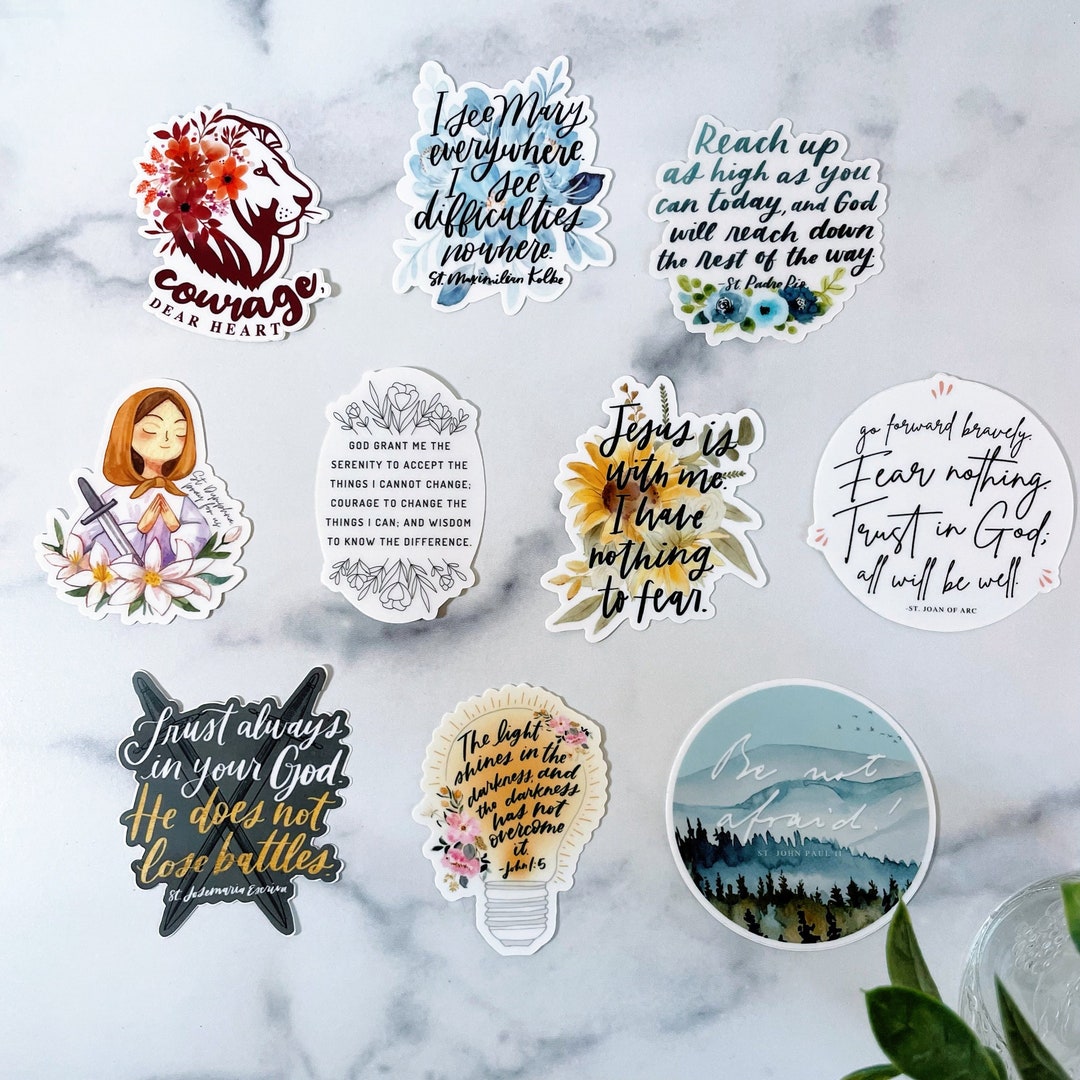 Courage Bundle of 10 Catholic Saint Stickers, Catholic Confirmation ...