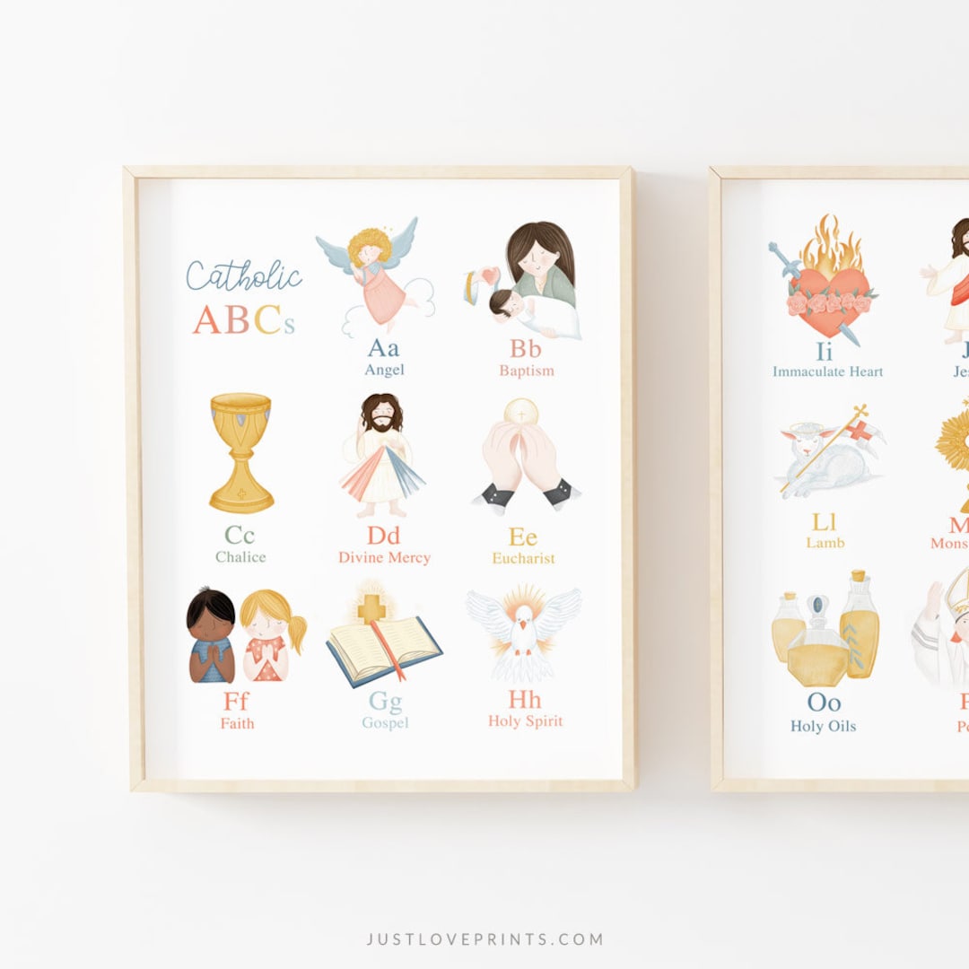 Catholic ABC Art - Set of (3) 8x10 Prints | Catholic Alphabet ...
