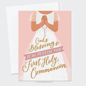 Girl First Holy Communion Greeting Card, Christian Greeting Card ...
