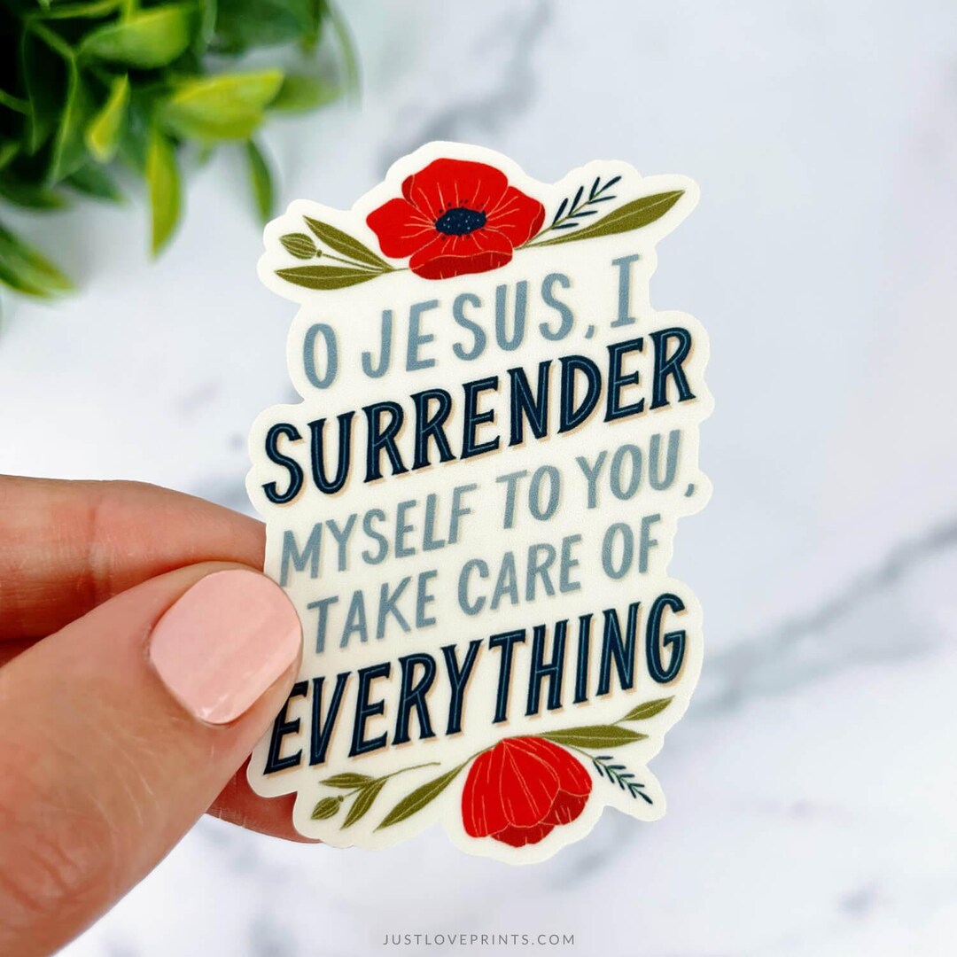 Floral Surrender to Jesus Vinyl Sticker, Surrender Novena, Catholic ...