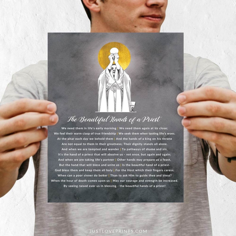 Catholic Priest Gift, Beautiful Hands of a Priest Poem, Catholic ...