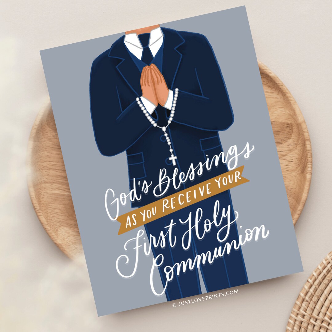 Boy First Holy Communion Greeting Card, Christian Greeting Card ...