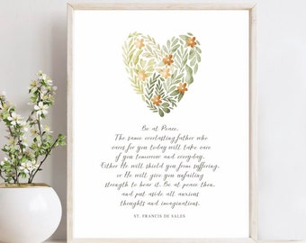 St Francis De Sales Prayer Be at Peace, Confirmation Gift for Girl ...
