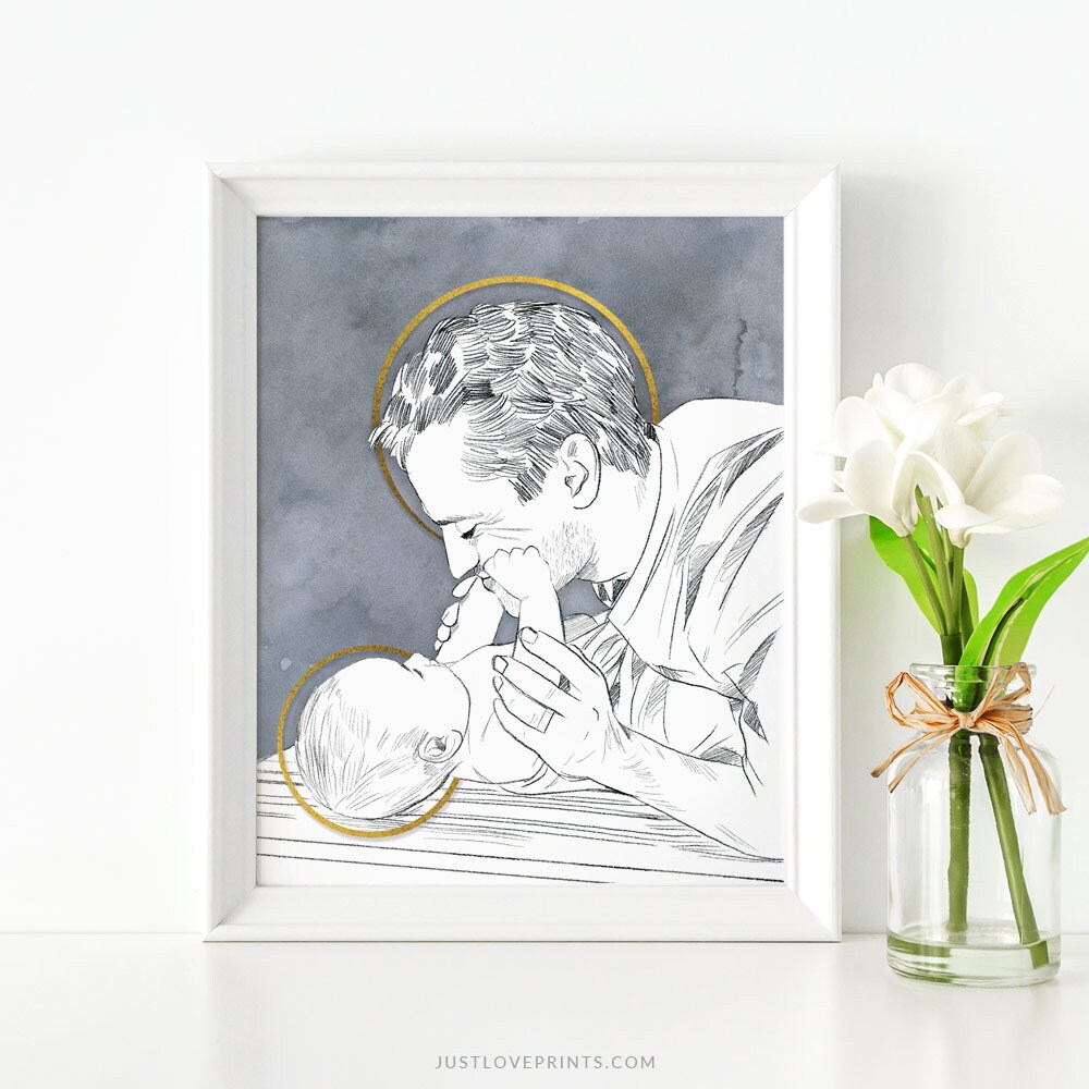 Saint Joseph Print, Catholic Artwork, Catholic Nursery Decor, Catholic ...