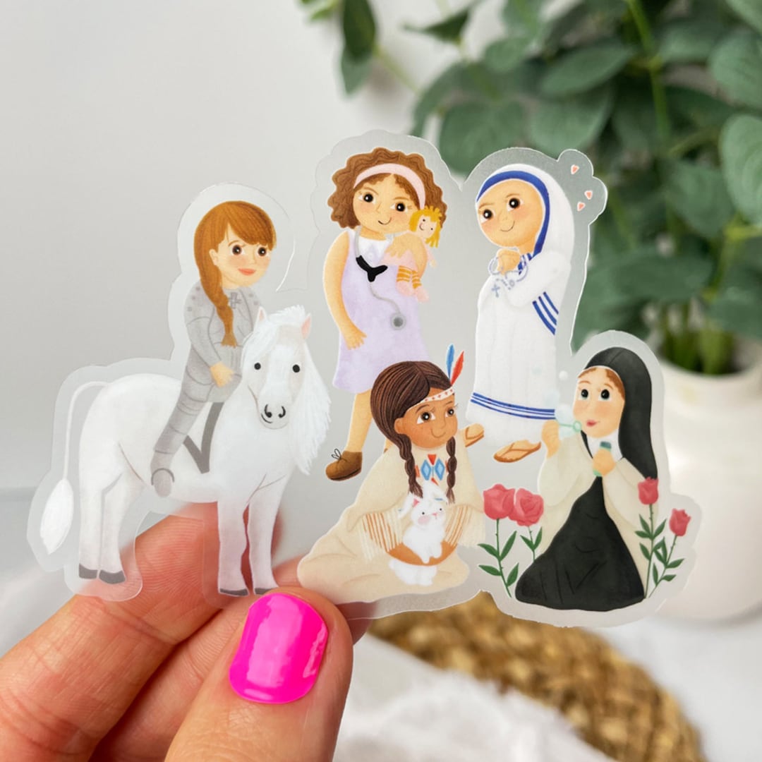 Catholic Girl Saints Sticker, Kid Saint Girl Sticker, Catholic Toddler ...