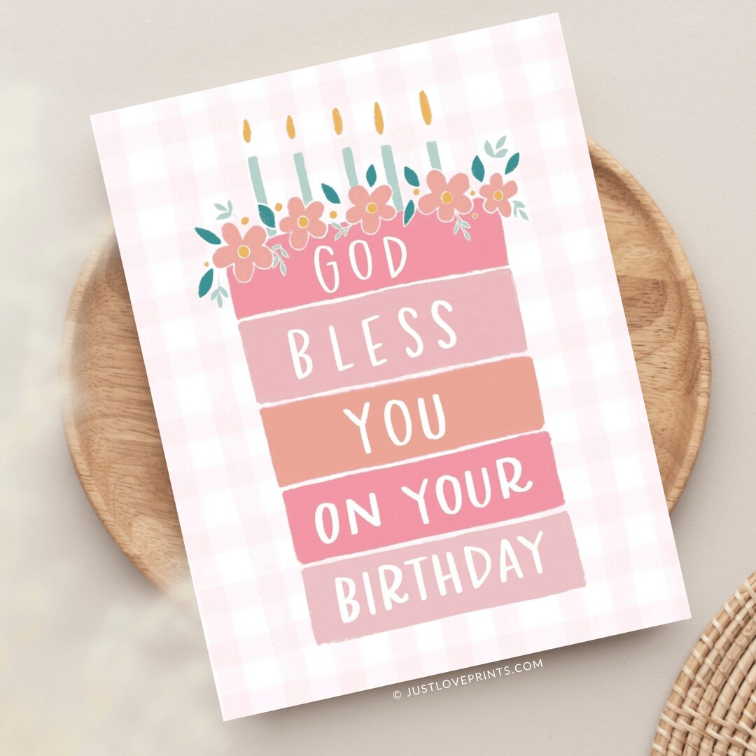 God Bless You on Your Birthday Greeting Card, Christian Birthday Card ...