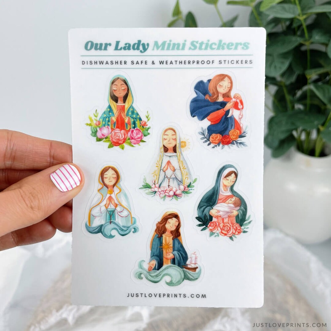 Our Lady Mini Vinyl Sticker Sheet, Catholic Stickers, Catholic Mom Gift ...