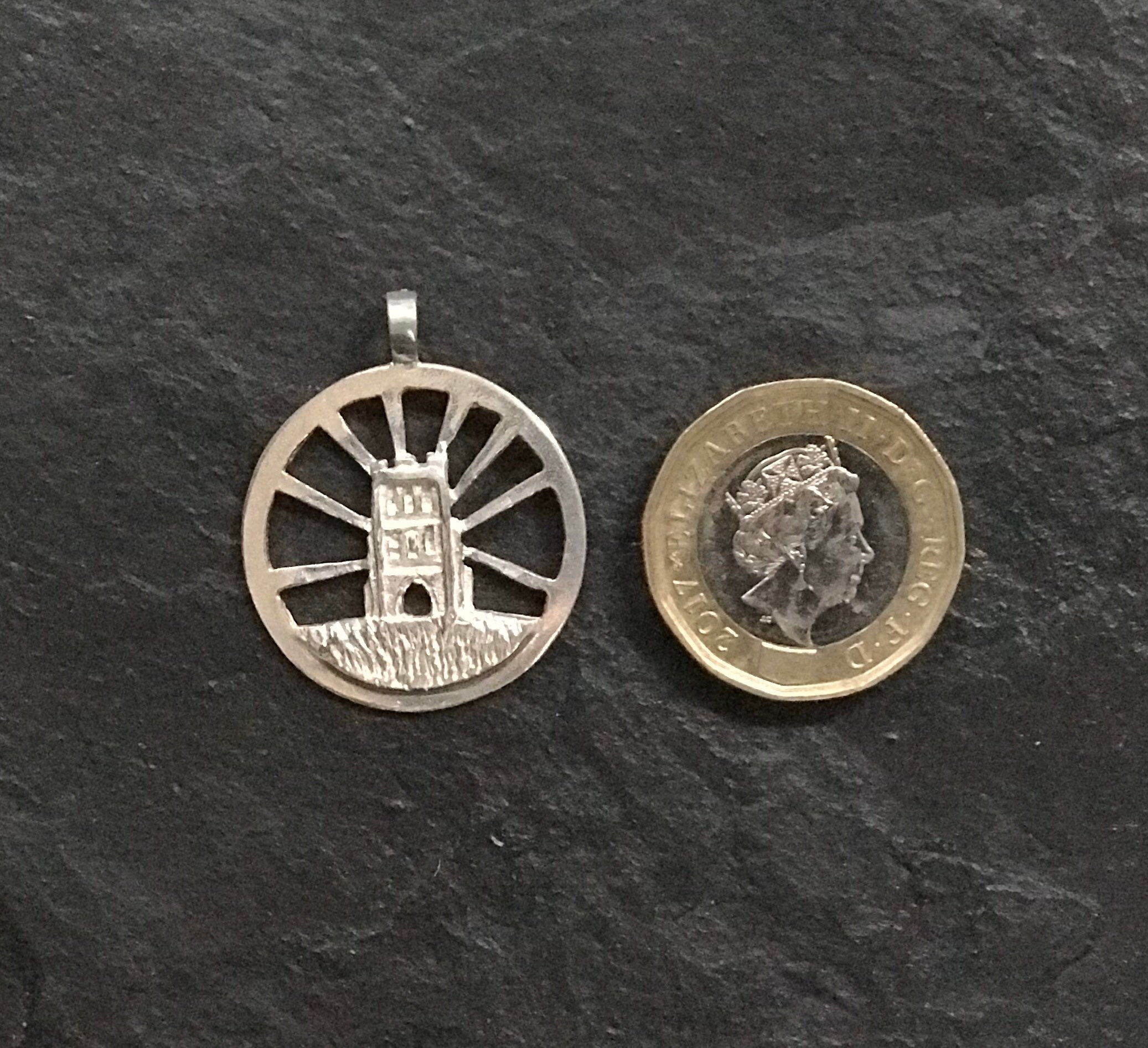Handmade/glastonbury/ Tor/ Necklace/ Brass Pendant/sterling Silver 92.5 ...