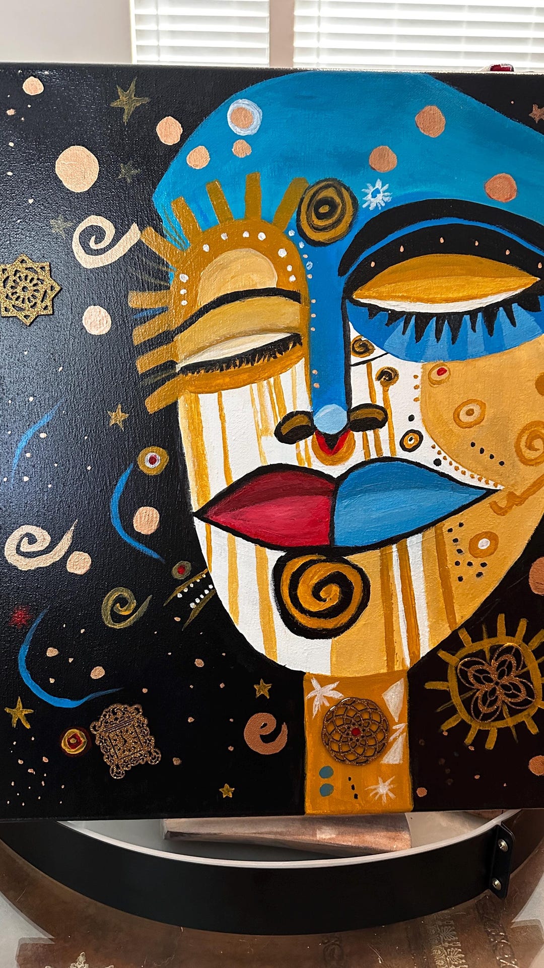 Bold Abstract Face Acrylic Painting – "two Faced" by LA Goose, 16x20 in ...