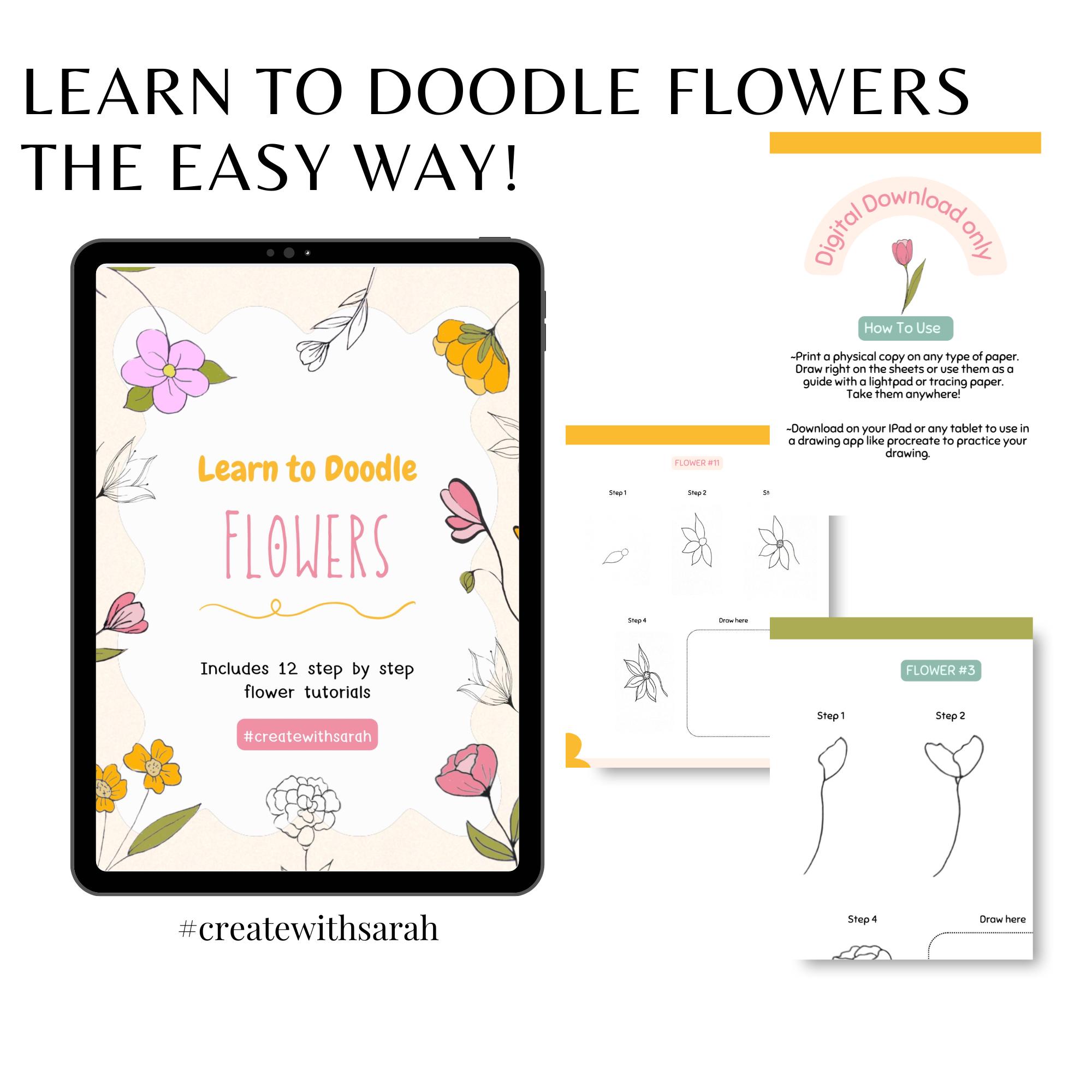 Learn to Doodle Flowers, Step-by-step Flower Drawing Tutorials for ...