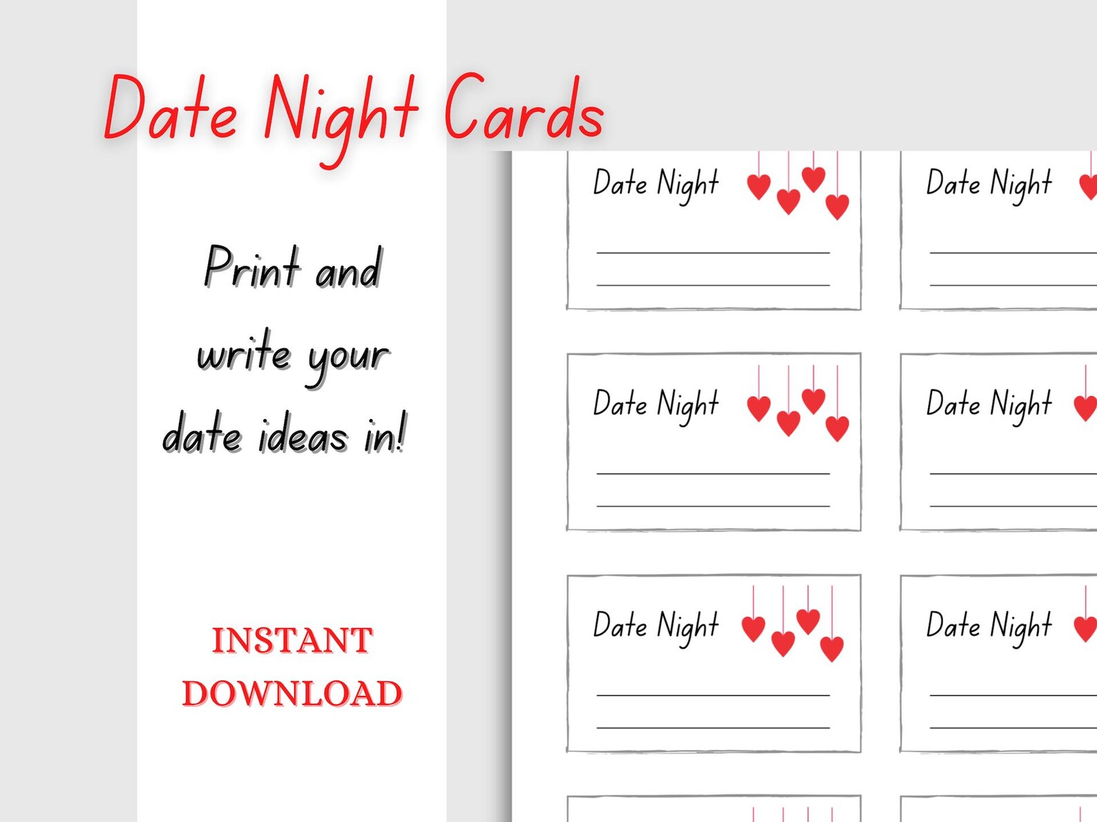 Printable Date Night Cards - Couples Date Night Cards - DIY Date Night ...