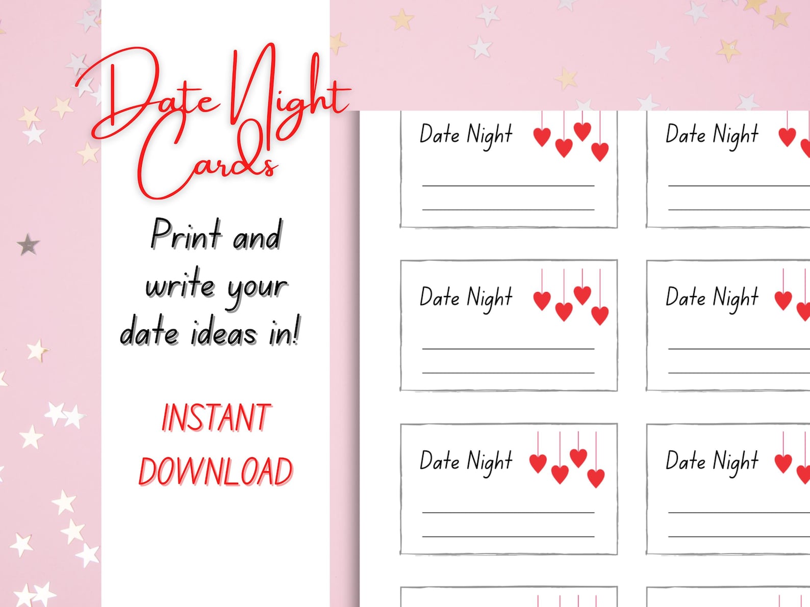 Printable Date Night Cards - Couples Date Night Cards - DIY Date Night ...