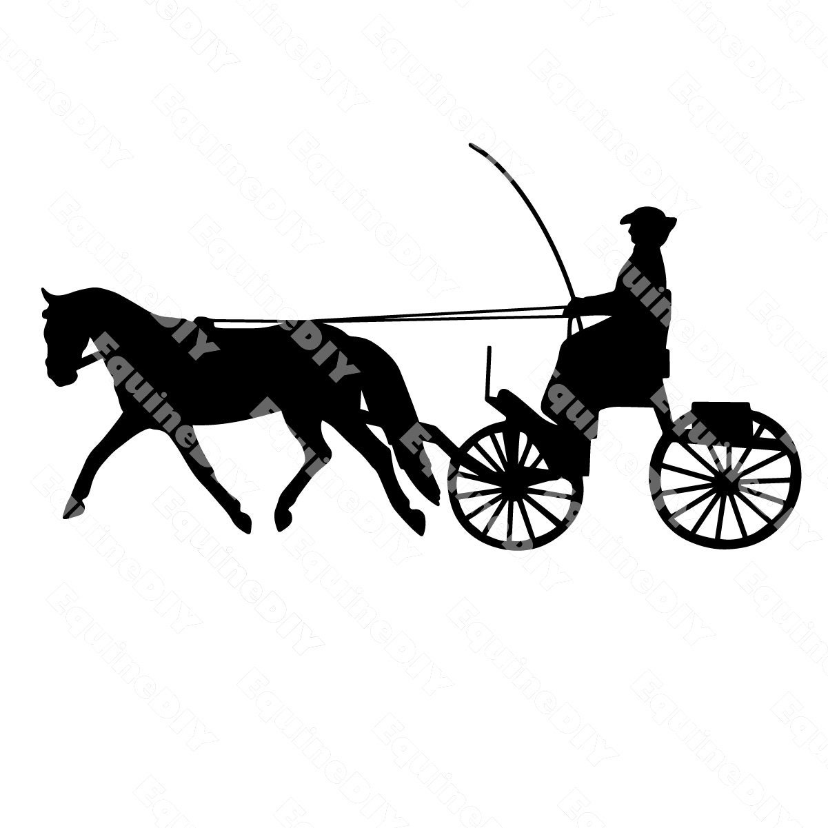 Driving Pony Horse Woman Driver 4 Wheeled Cart Clipart for Logos ...