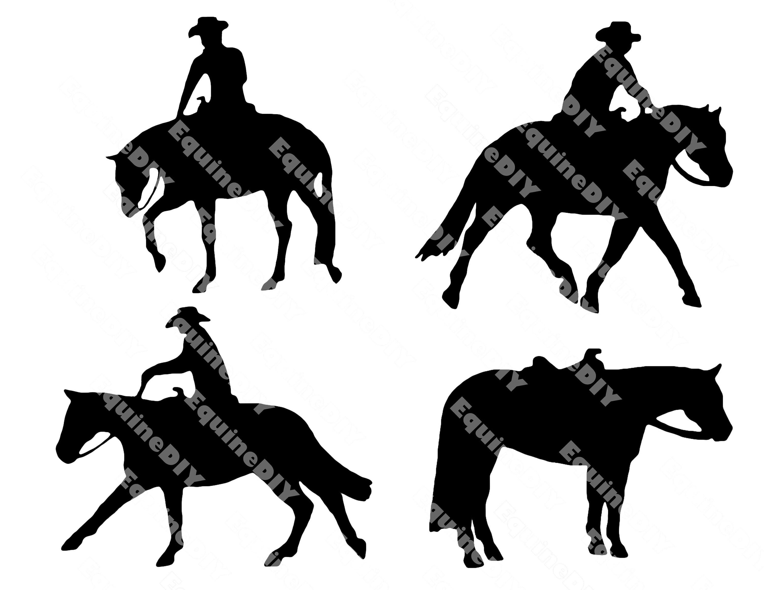 4 Ranch Riding Horse Clip Art Set for Logos, T Shirt, Mugs, Cups ...