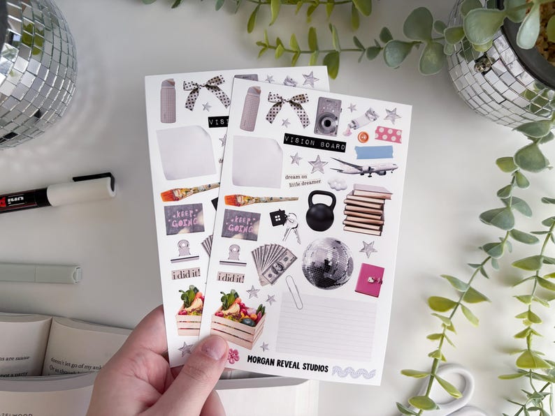 Vision Board Essentials | Junk Journal Sticker Sheet, Scraps and ...