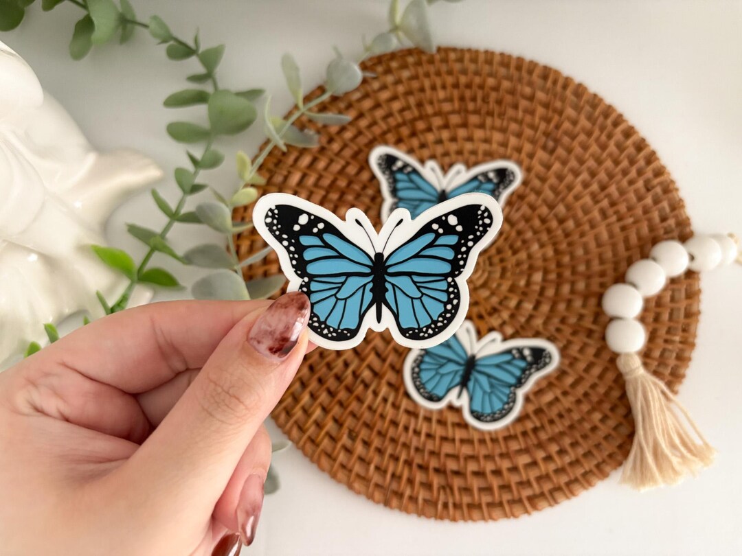 Blue Butterfly Sticker: Weatherproof Laptop Decal - Etsy