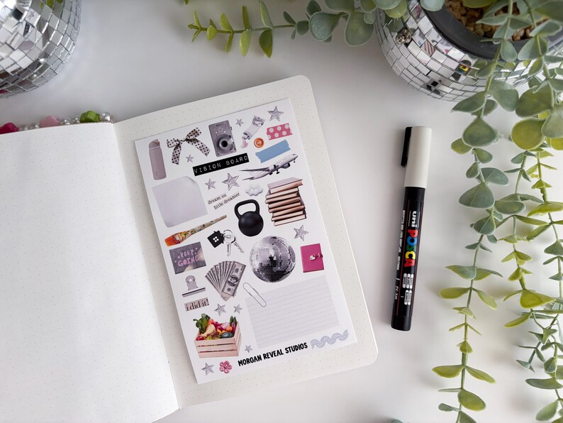 Vision Board Essentials | Junk Journal Sticker Sheet, Scraps and ...