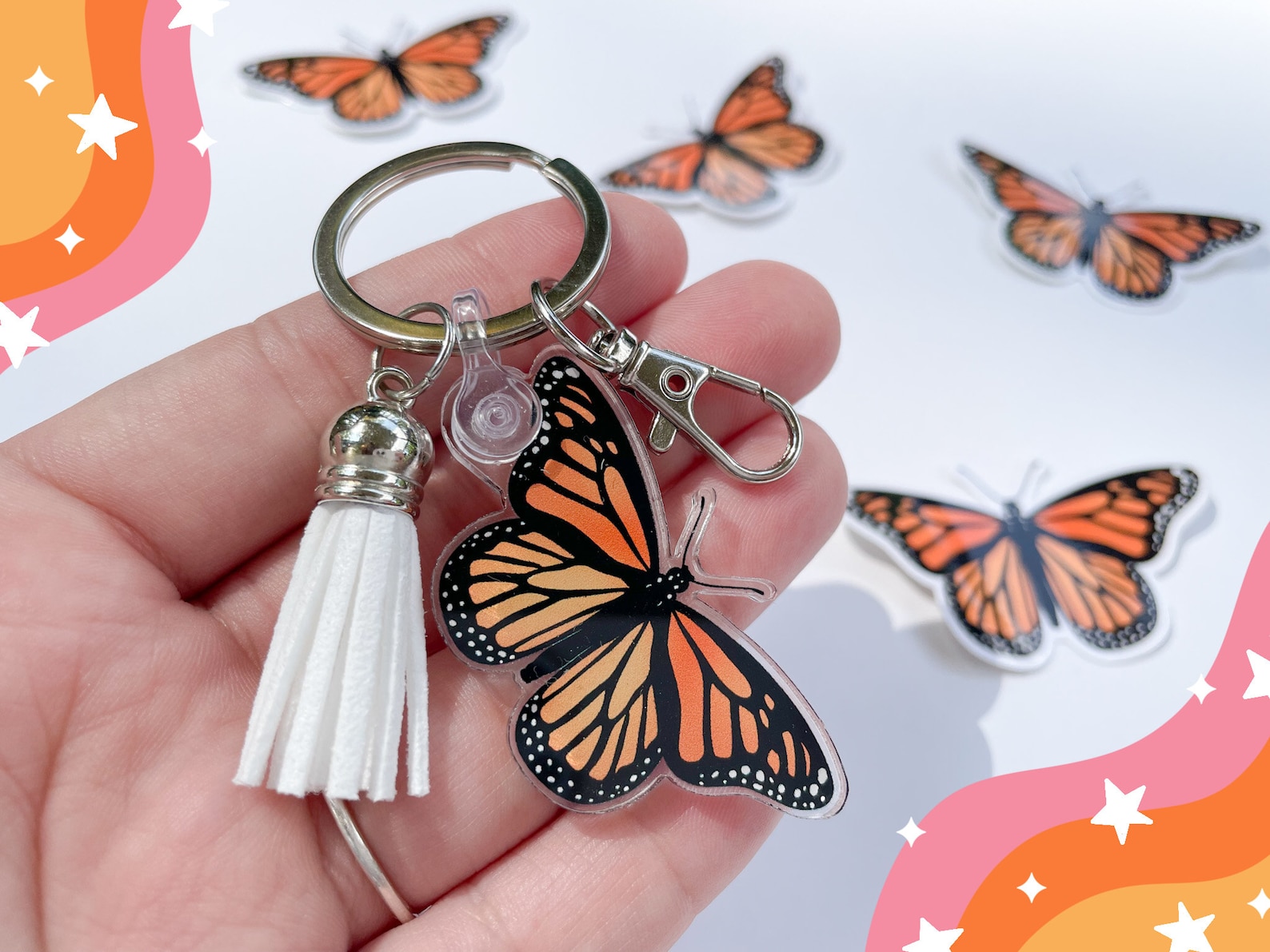 Monarch Butterfly Acrylic Keychain Key Ring Car - Etsy