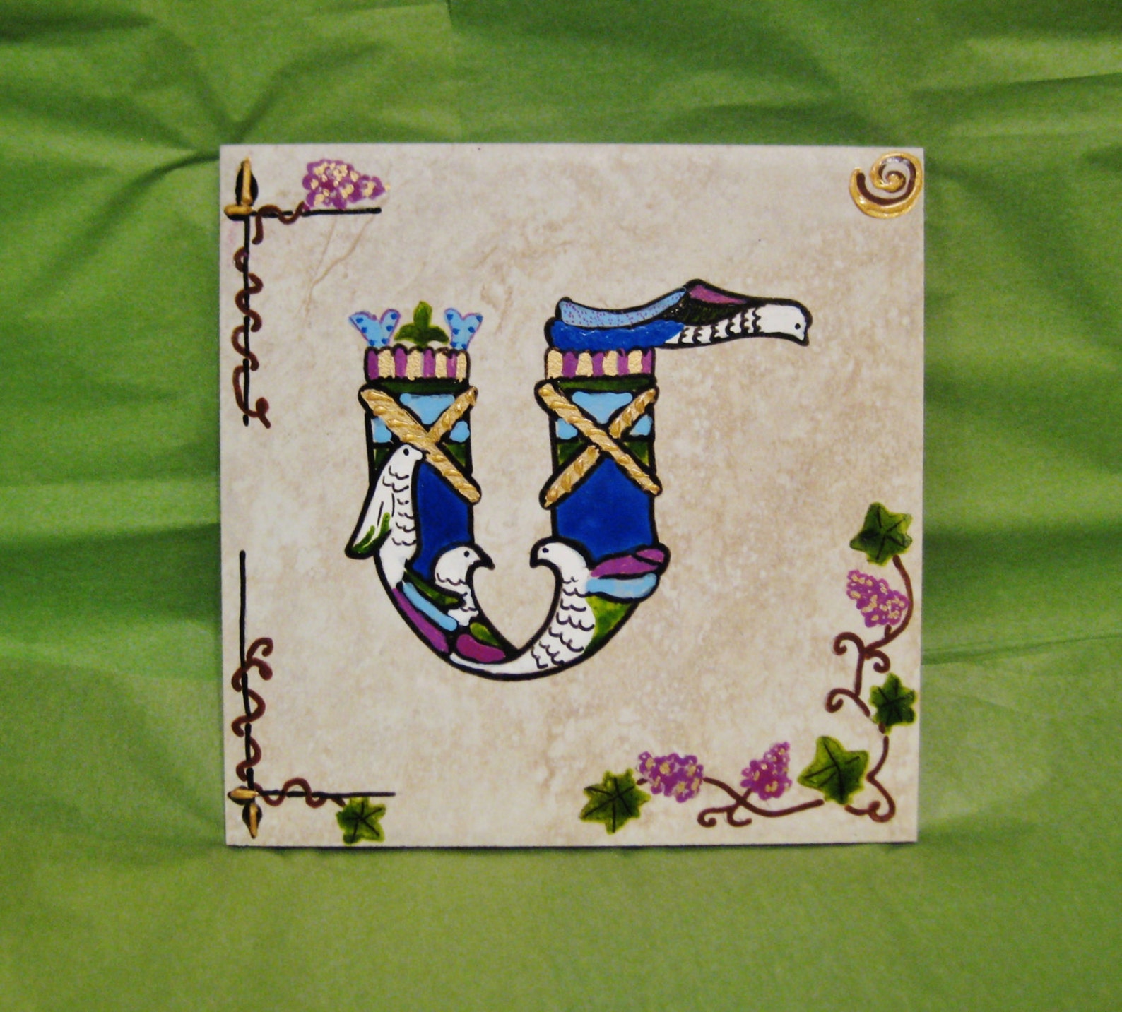 EXAMPLE Personalized Name Sign Letter M, Handpainted Tile Wal Art Bride ...