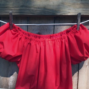 Girls Hand-made Red Peasant Gypsy Blouse From 1950s Pattern Puff Sleeve ...