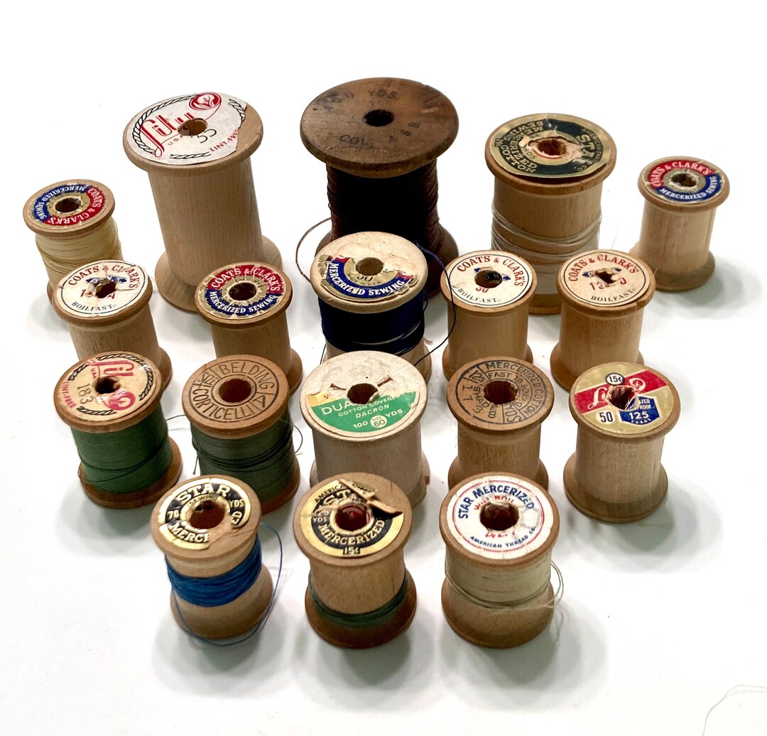 Vintage Lot of 18 Spools of Thread Variety Most Mid 20th C Star Coats ...