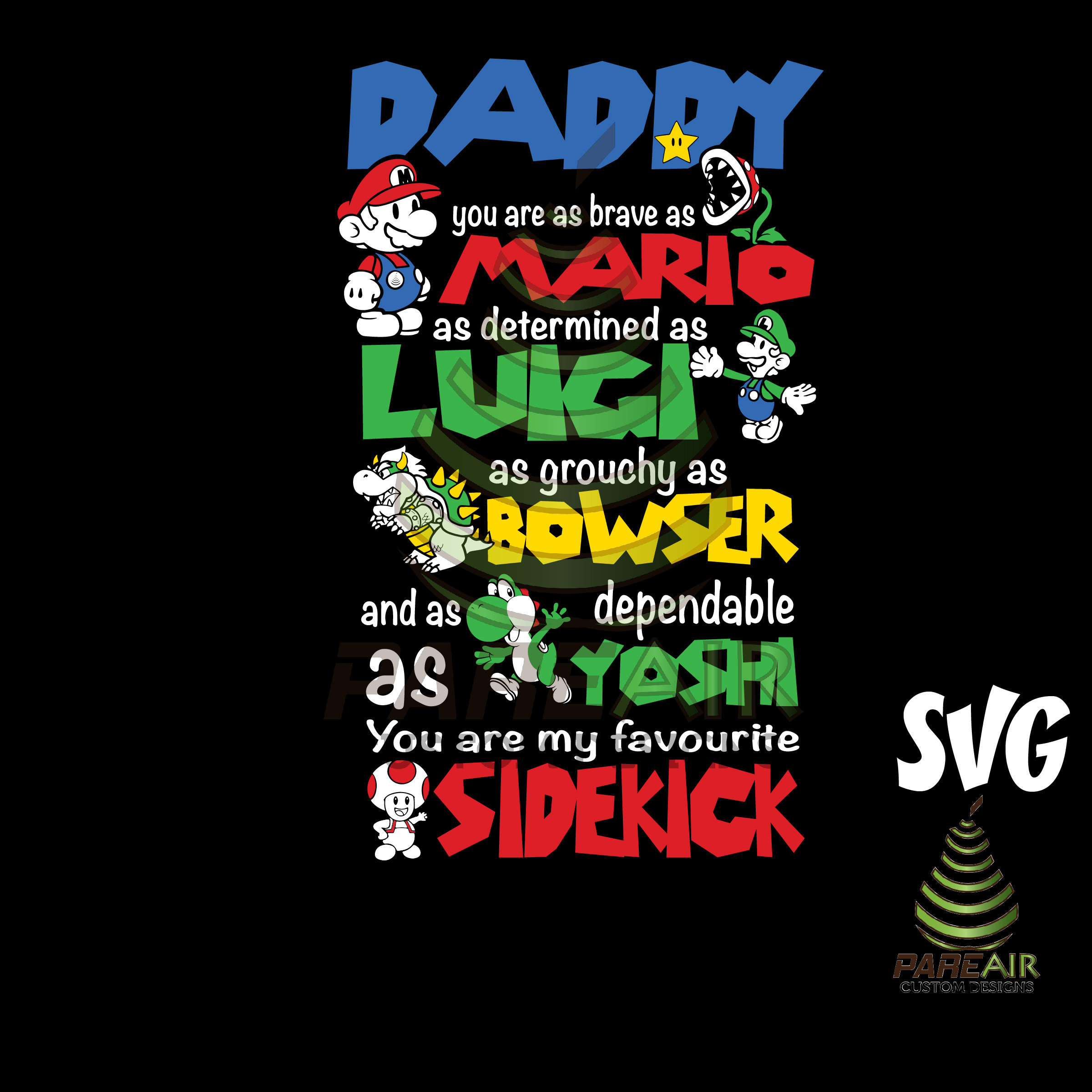 Daddy Super Mario Bros. SVG: Father's Day T-shirt Design (digital File ...
