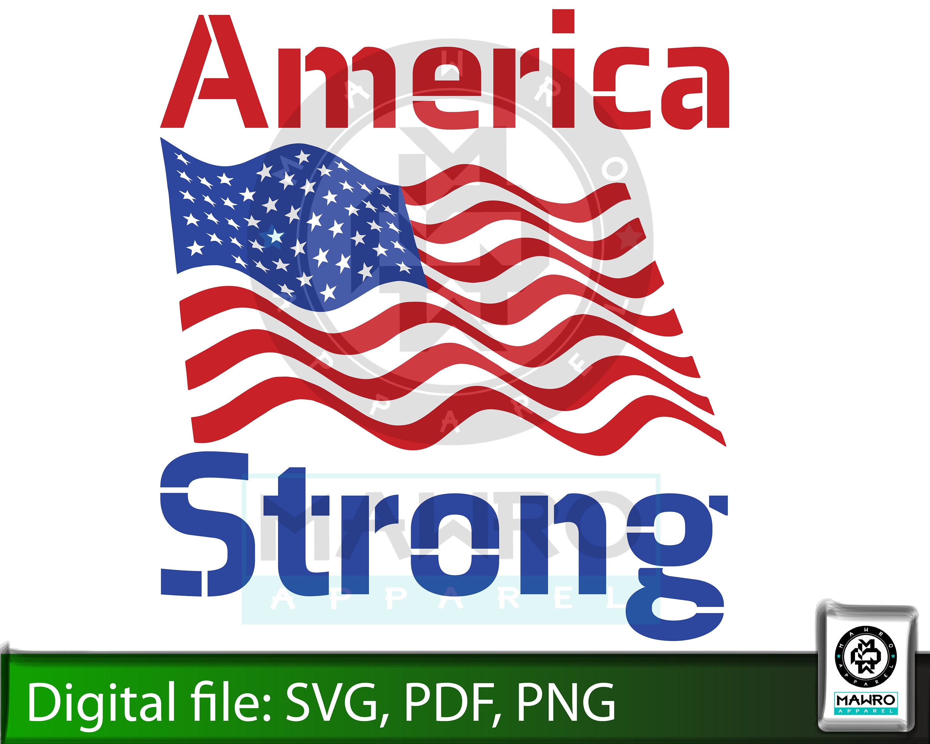 America Strong SVG Independence day SVG 2 color design for | Etsy