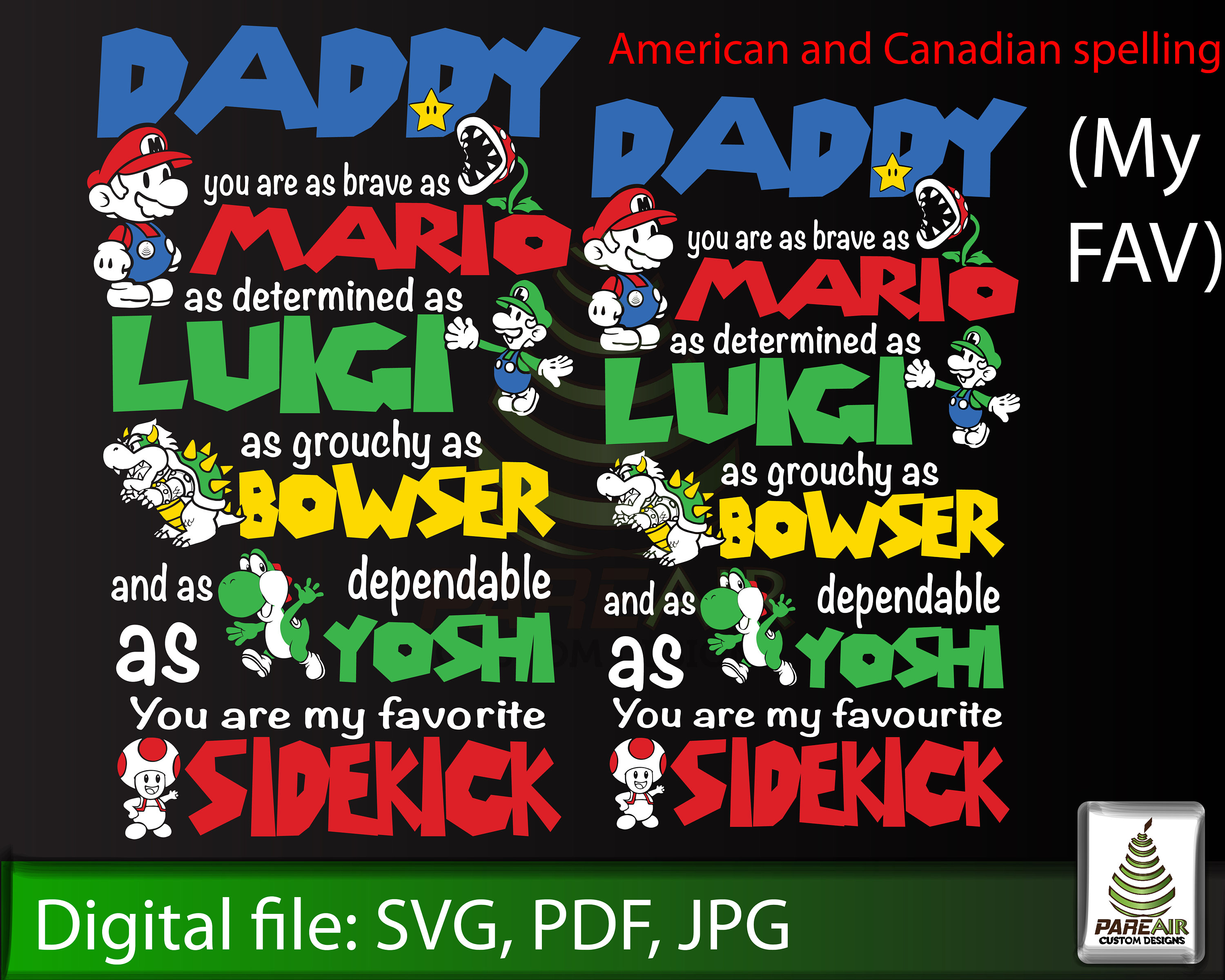 Daddy Super Mario Bros Inspired MY Fathers Day or Birthday - Etsy UK