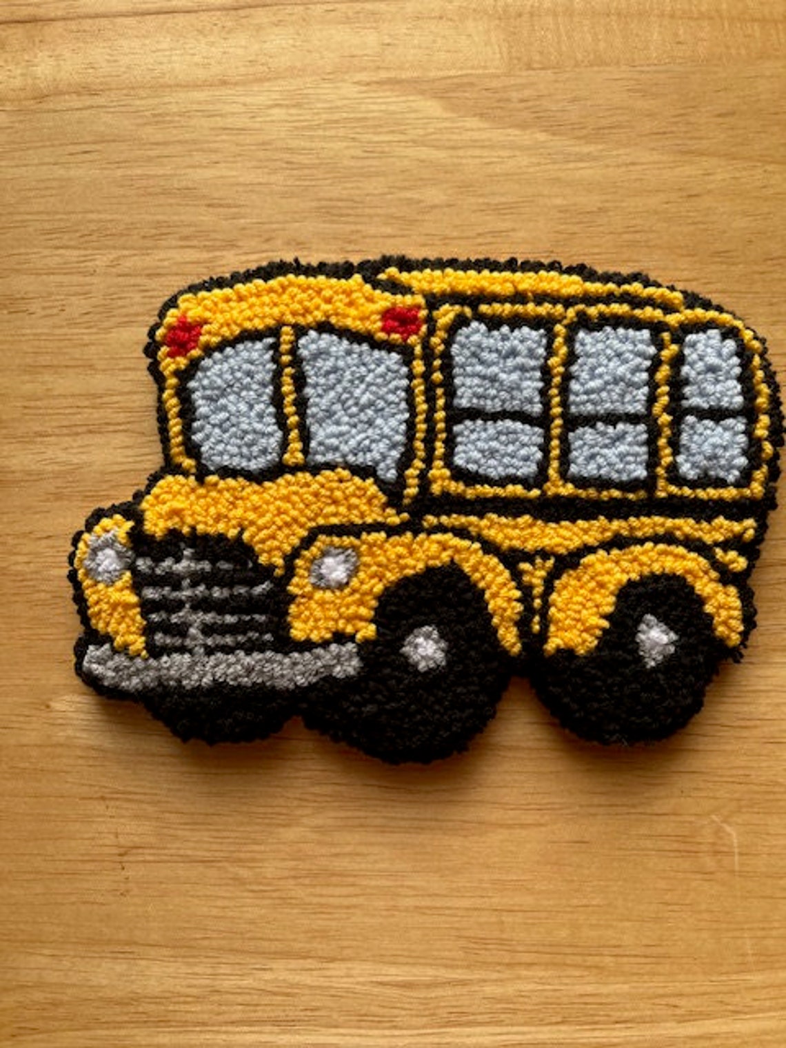 School Bus XXL Mug Rug Coaster Handmade Punch Needle Super Cute Back to ...