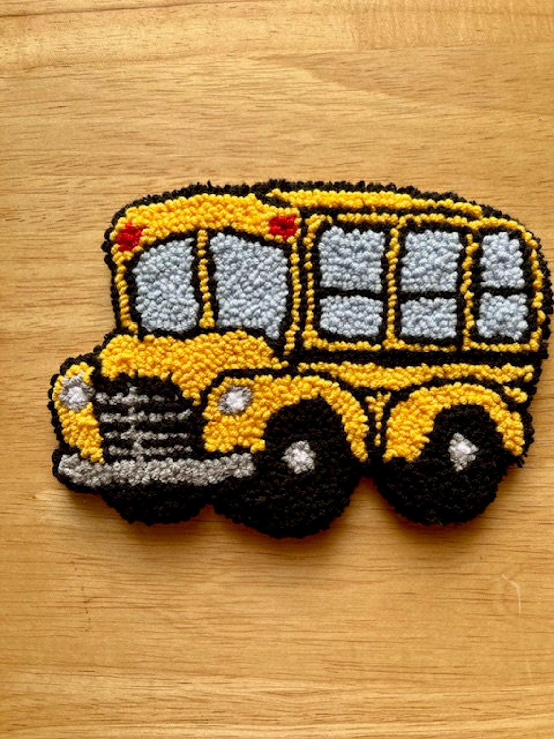 School Bus XXL Mug Rug Coaster Handmade Punch Needle Super Cute Back to ...