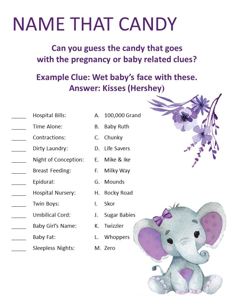 Name That Candy Animal Themed Baby Shower Game | Etsy