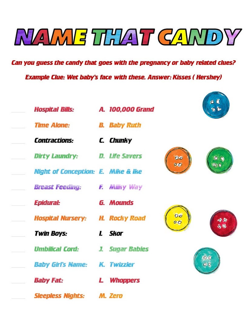 Name That Candy Baby Shower Game Answers The Candy Bar Game Is Great Name That Candy Baby Shower Game Answers The Candy Bar Game Is Great